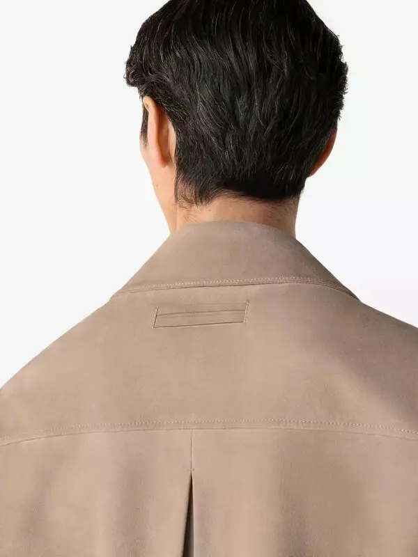 Zegna Buttoned Leather Blouson - Neutrals