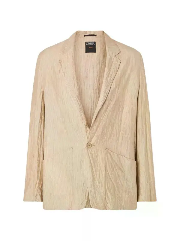Zegna Single-breasted Striped Silk Blazer - Neutrals