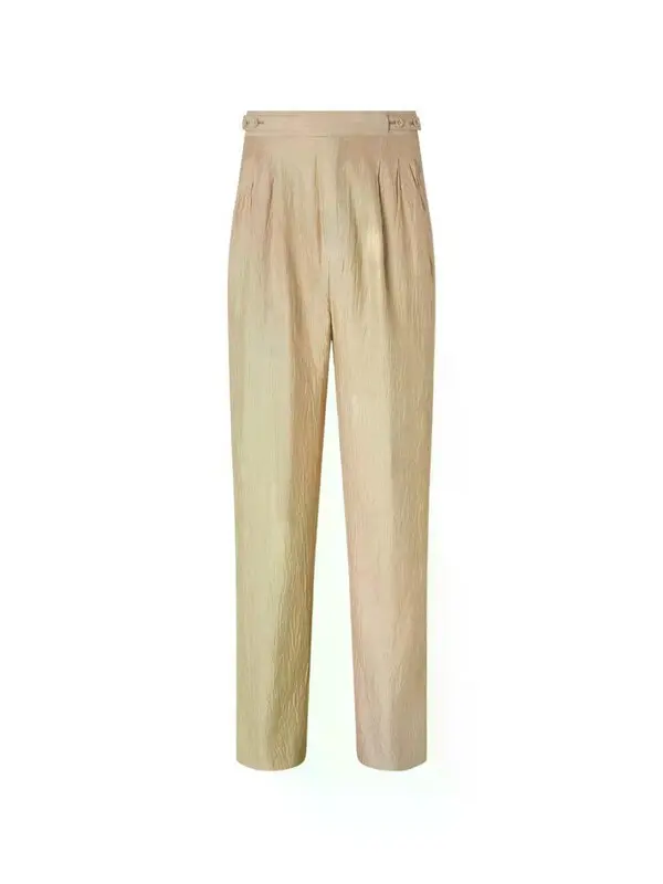 Zegna Pleated Silk Trousers - Neutrals