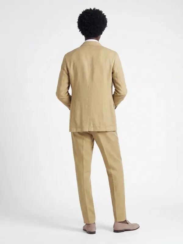 Boglioli Double-breasted Suit In Cotton And Linen - Beige