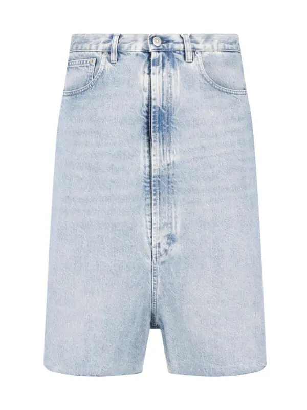 MAISON MARGIELA Denim Shorts With Four Stitches - Light Blue