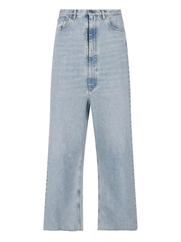 MAISON MARGIELA Wide Leg Jeans With Logo Embroidery - Light Blue