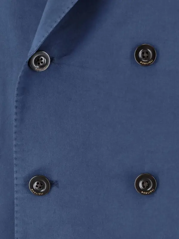 Boglioli Double-breasted Cotton And Silk Blazer - Blue