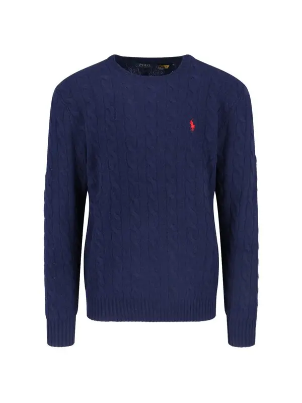 Polo Ralph Lauren Cable Knit Logo Sweater - Blue