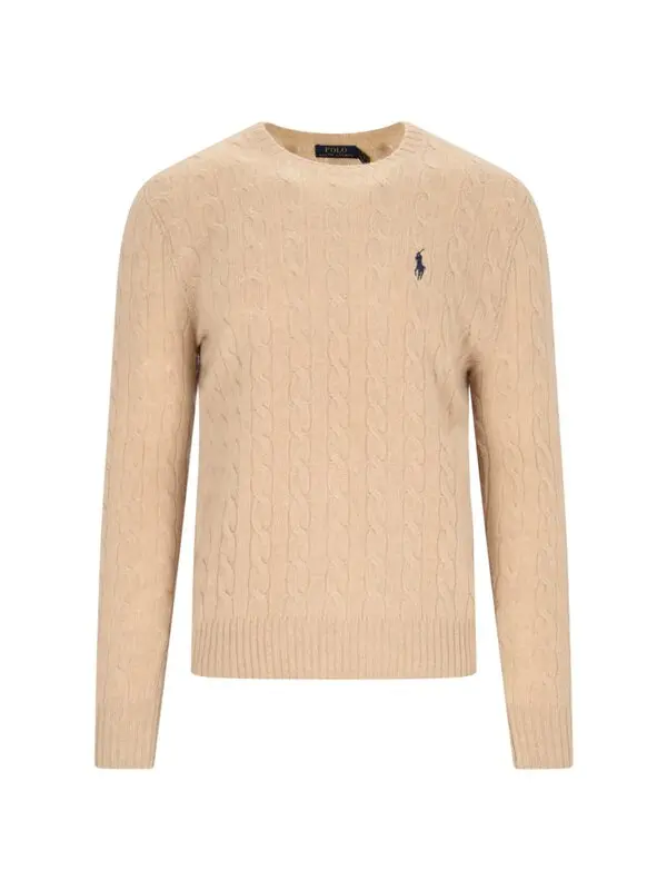 Polo Ralph Lauren Cable Knit Logo Sweater - Brown