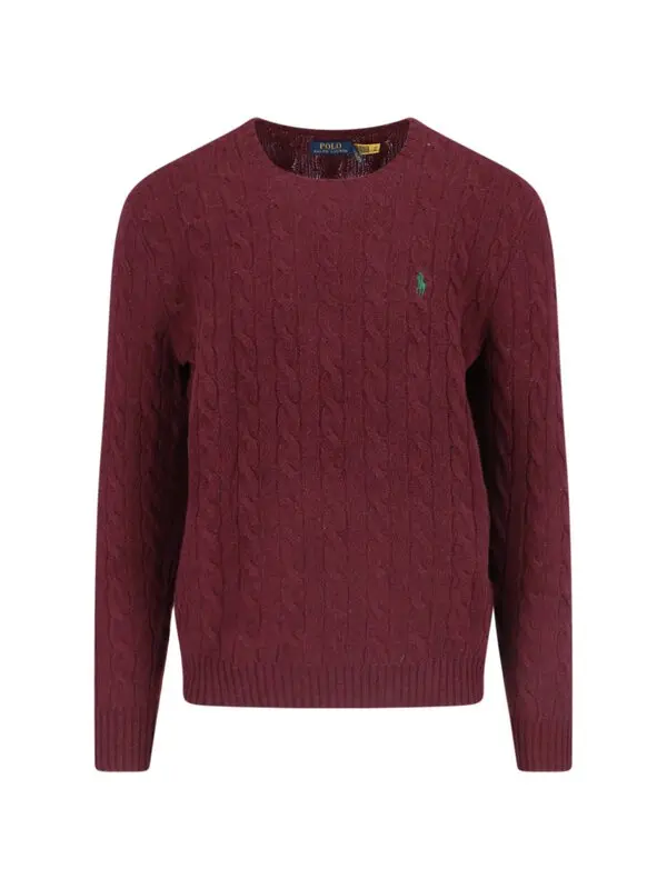 Polo Ralph Lauren Cable Knit Logo Sweater - Red