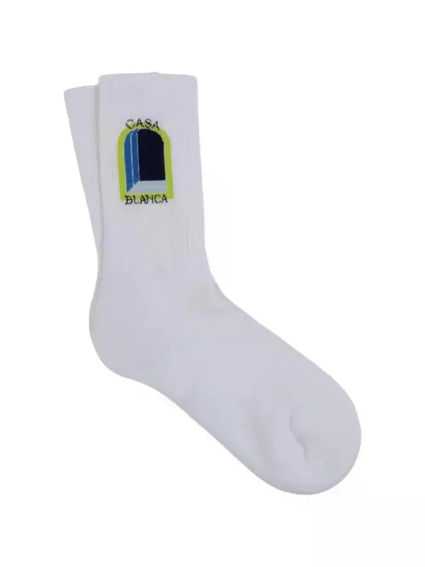 Casablanca Embroidered Logo Socks - White