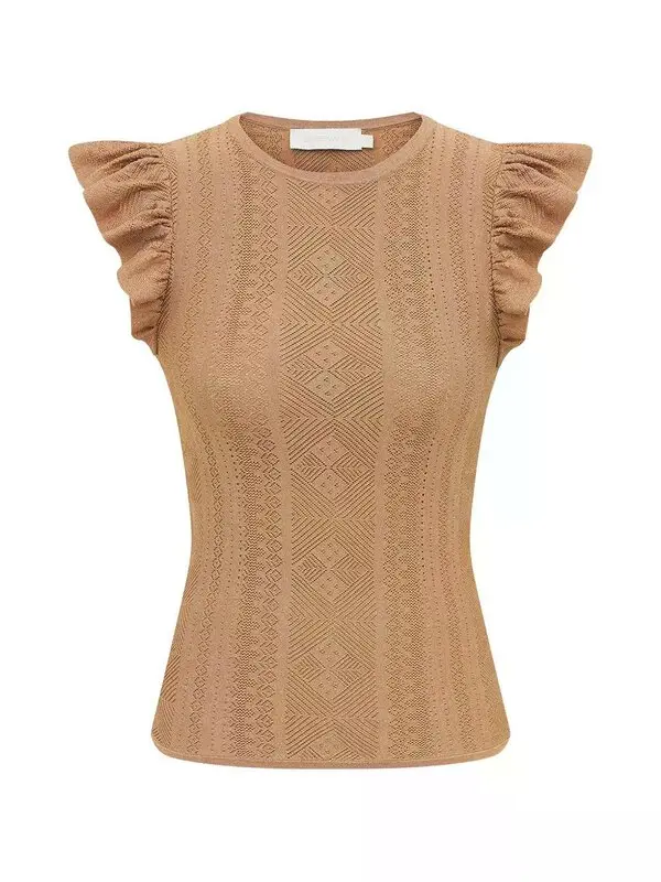 Zimmermann Aster Ruffled Top - Gold