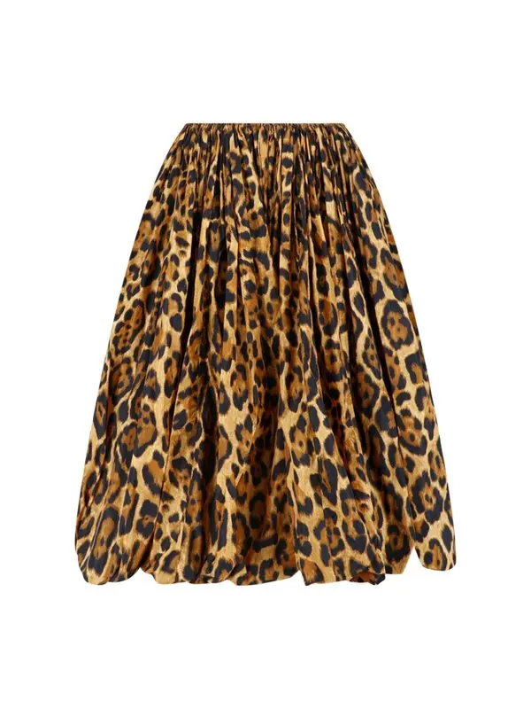 Alaïa Midi Animal Print Taffeta Skirt - Multi