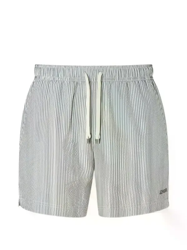 Zegna Striped Swim Trunks - White