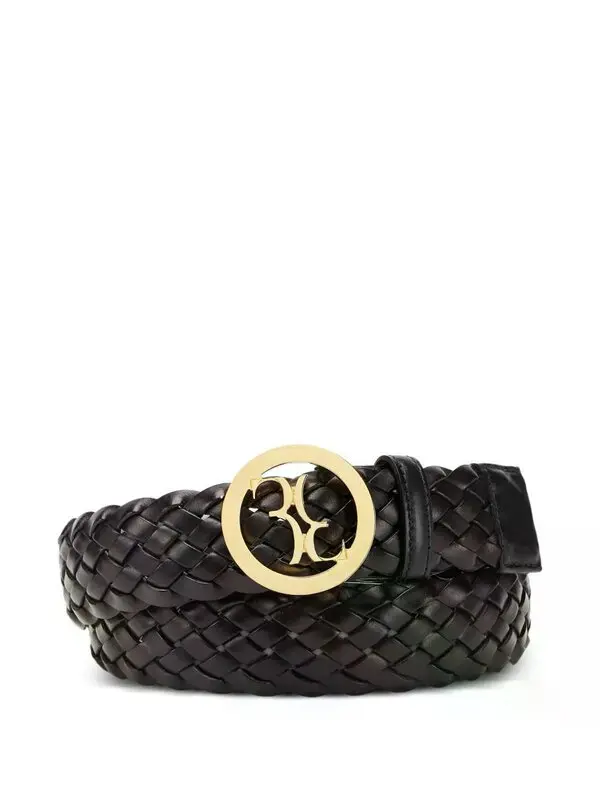 BILLIONAIRE Braided Leather Belt With Logo Buckle - Brown