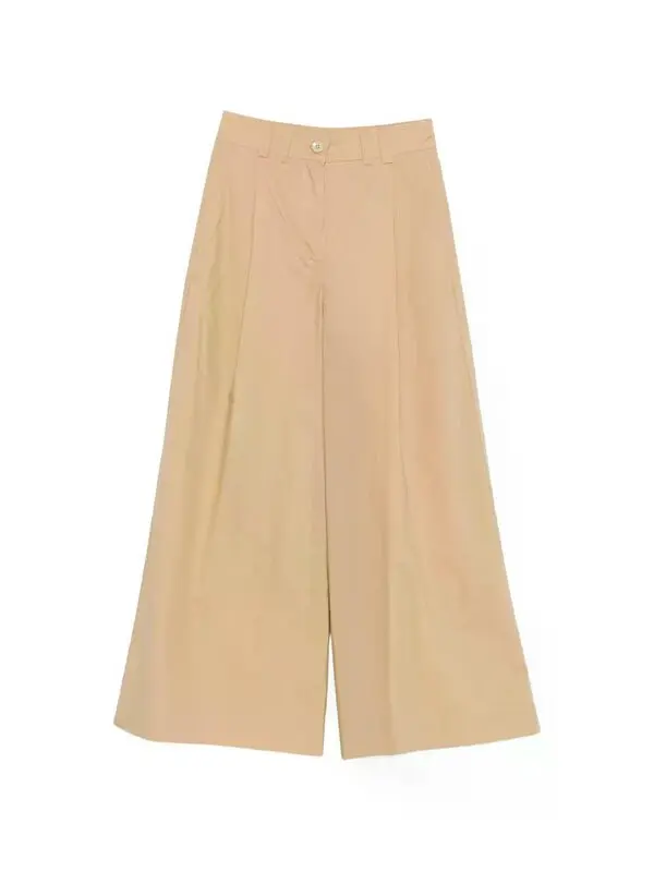 SOLOTRE Pocket Pleated Palazzo Pants - Neutrals