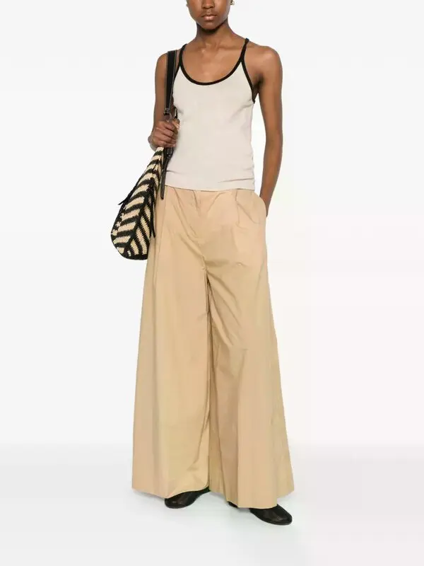 SOLOTRE Pleated Palazzo Pants - Neutrals
