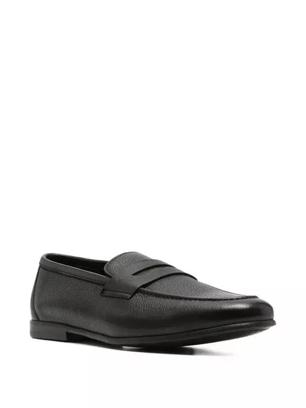 Canali Leather Penny Loafers - Black