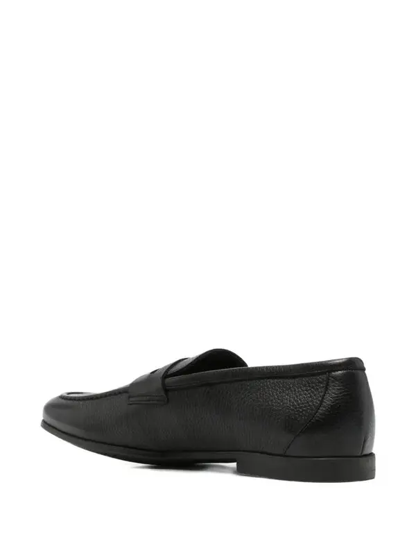 Canali Leather Penny Loafers - Black