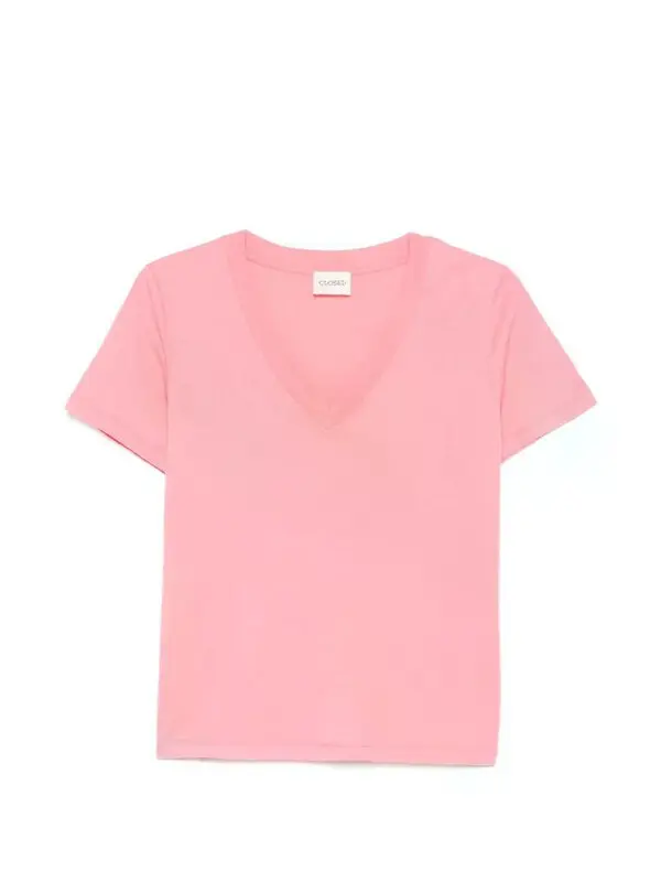 Closed V-neck T-shirt - Pink