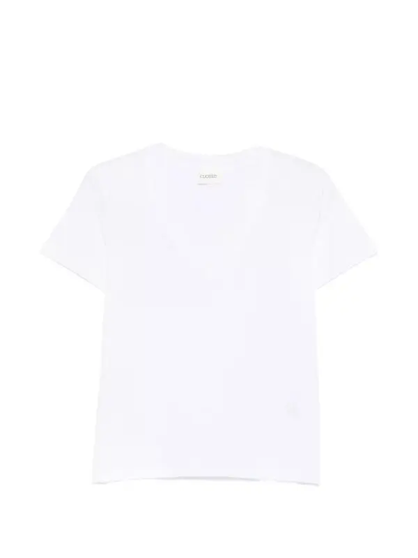 Closed V-neck T-shirt - White