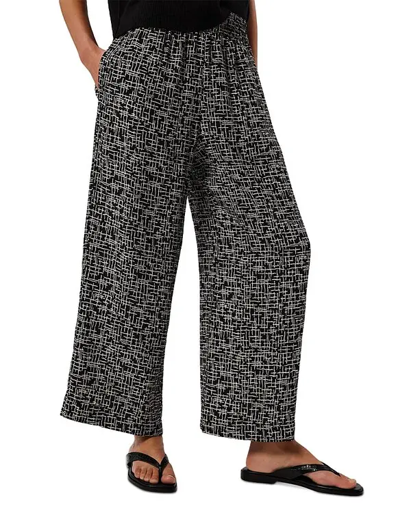 Whistles Woven Grid Crop Trousers - Black/multi