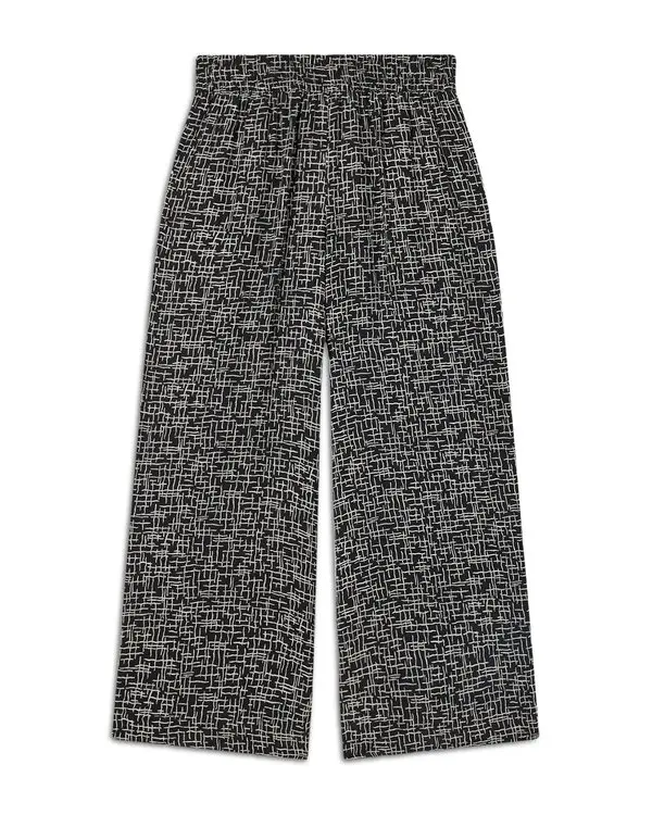 Whistles Woven Grid Crop Trousers - Black/multi