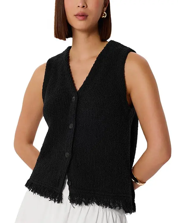 Whistles Cotton Blend Boucle Tank Top - Black