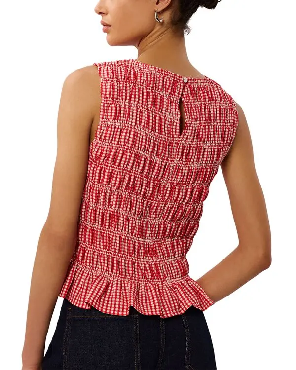 Whistles Shirred Gingham Top