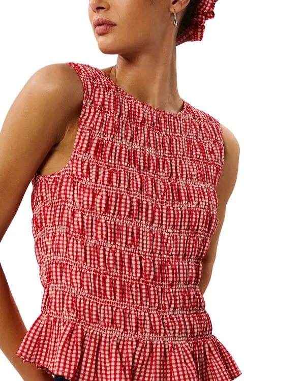 Whistles Shirred Gingham Top