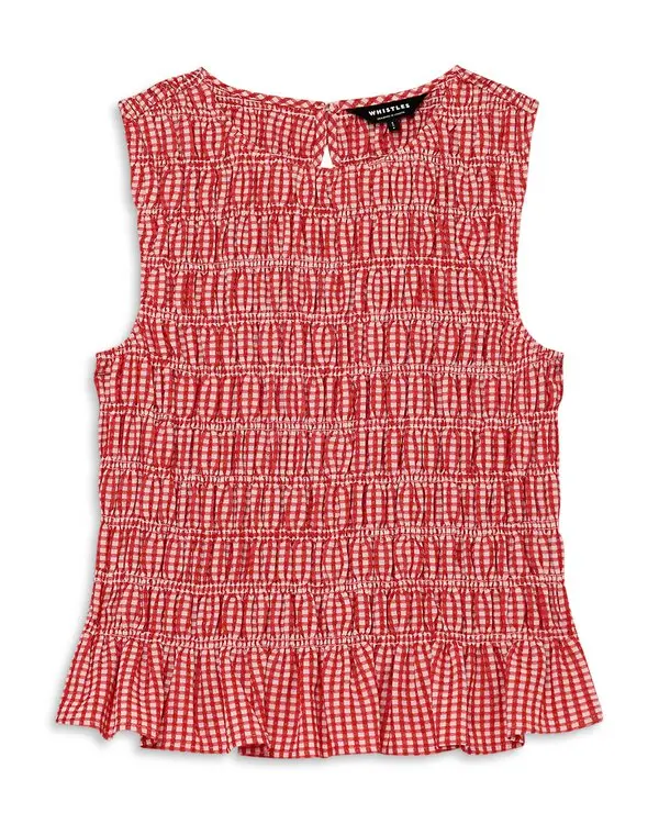 Whistles Shirred Gingham Top