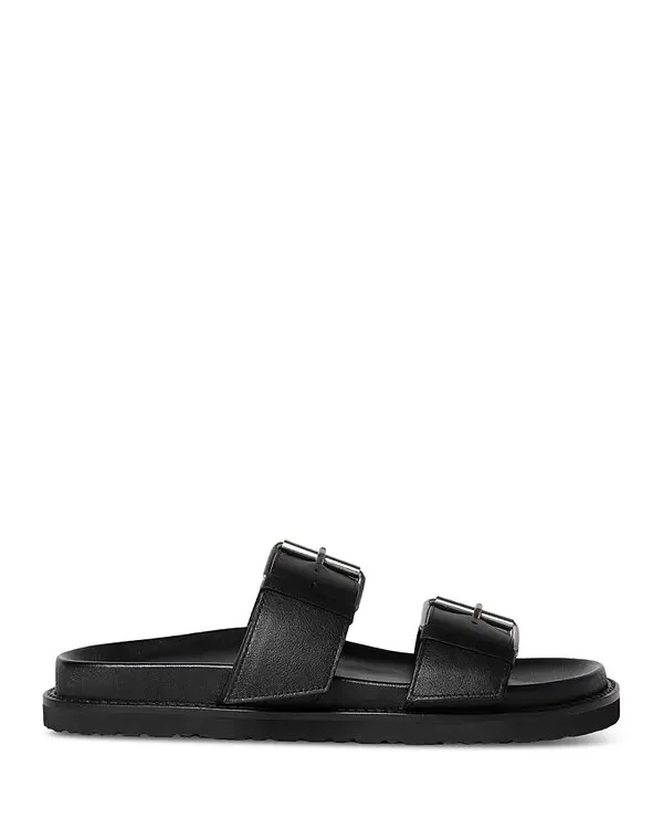 Whistles Leather Double Buckle Slides - Black