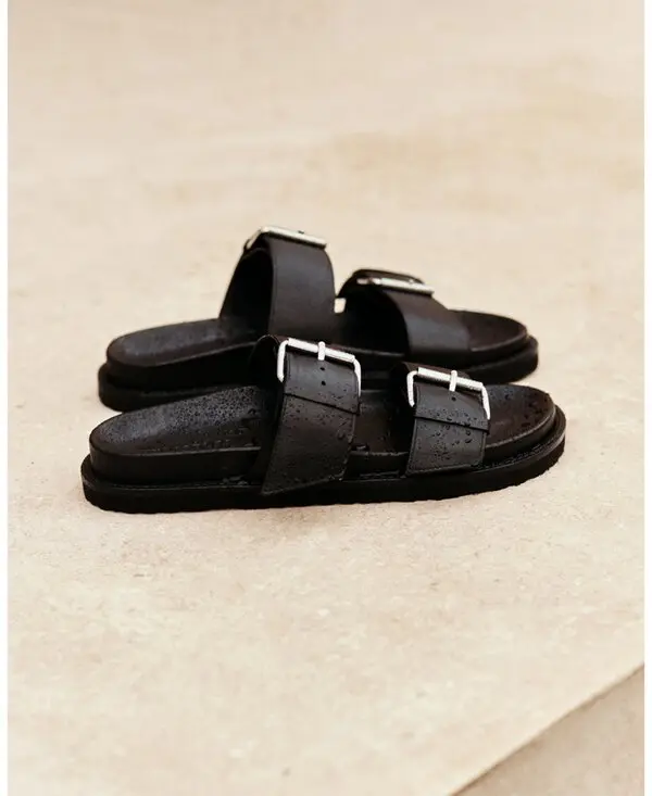 Whistles Leather Double Buckle Slides