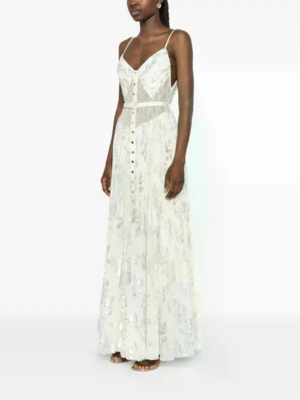 SELF-PORTRAIT Metallic Floral-pattern Maxi Dress