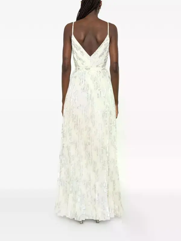 SELF-PORTRAIT Metallic Floral-pattern Maxi Dress