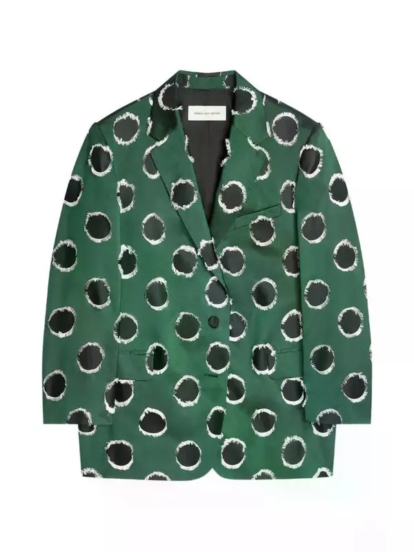 Dries Van Noten Polka Dot-pattern Oversized Blazer - Green