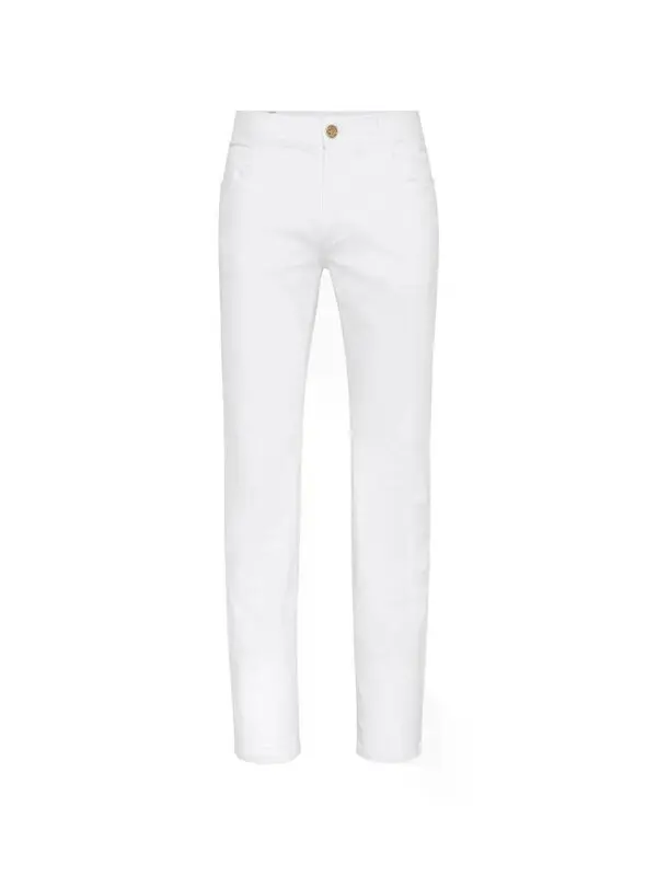 BILLIONAIRE Logo-embroidered Straight-leg Jeans - White