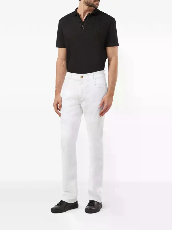 BILLIONAIRE Logo-embroidered Straight-leg Jeans - White
