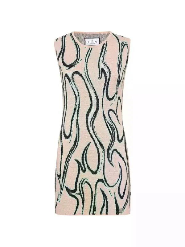Philipp Plein Flame-pattern Knit Dress