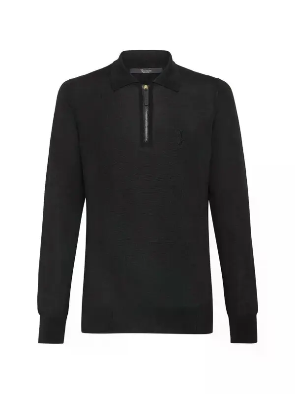 BILLIONAIRE Logo Zip-up Sweater - Black