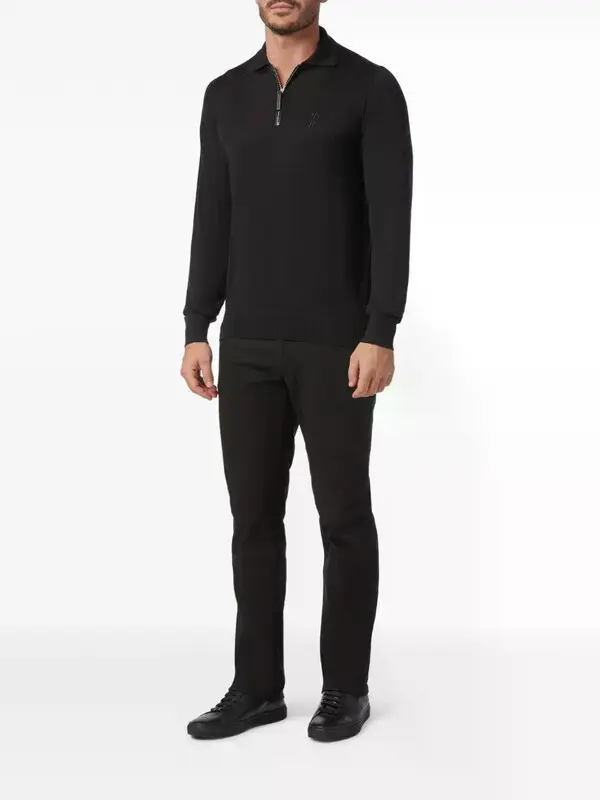 BILLIONAIRE Logo Zip-up Sweater - Black