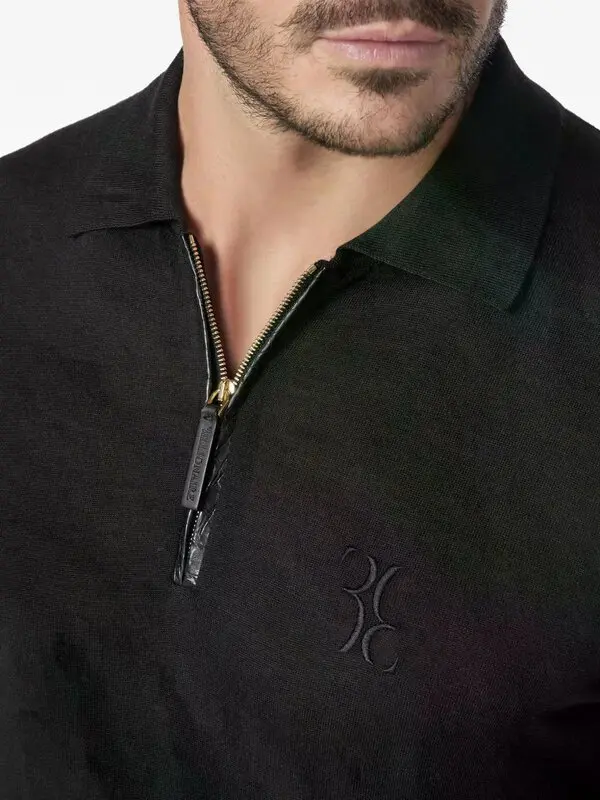 BILLIONAIRE Logo Zip-up Sweater - Black