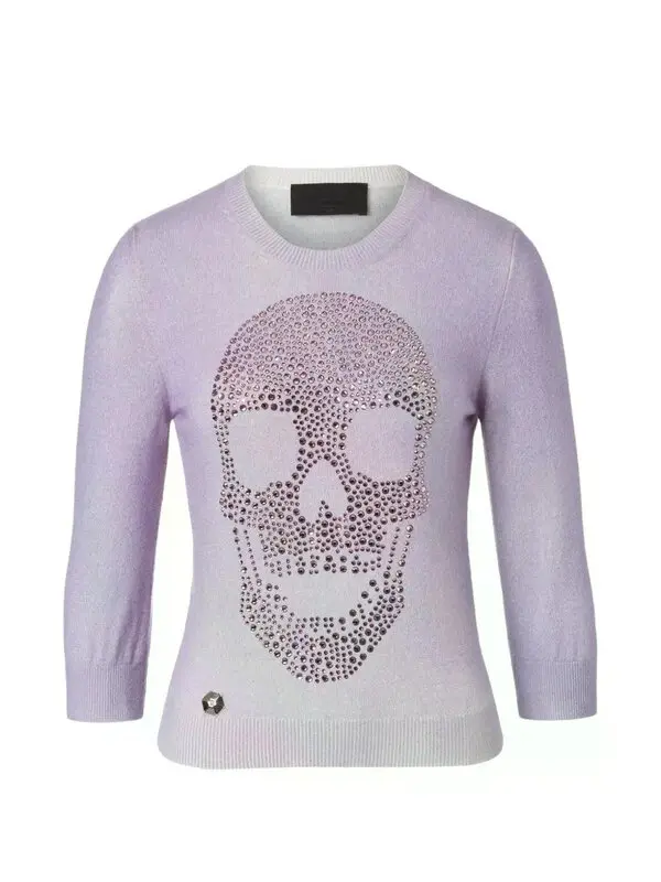 Philipp Plein Rhinestone Skull Top - Pink
