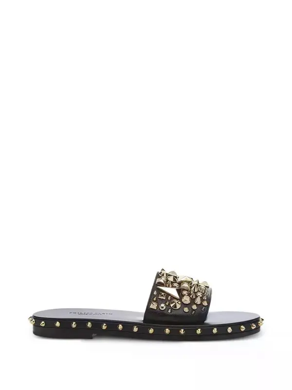 Philipp Plein Studded Flat Sandals - Black