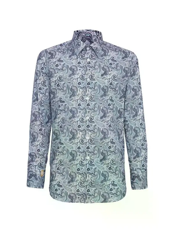 BILLIONAIRE Silver Cut/milano Original Paisley Shirt - Blue