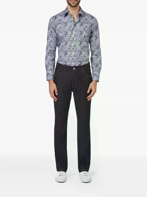 BILLIONAIRE Silver Cut/milano Original Paisley Shirt - Blue