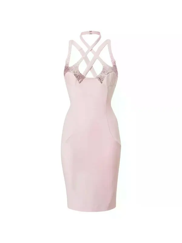 Philipp Plein Interlaced Crystal Midi Dress - Pink