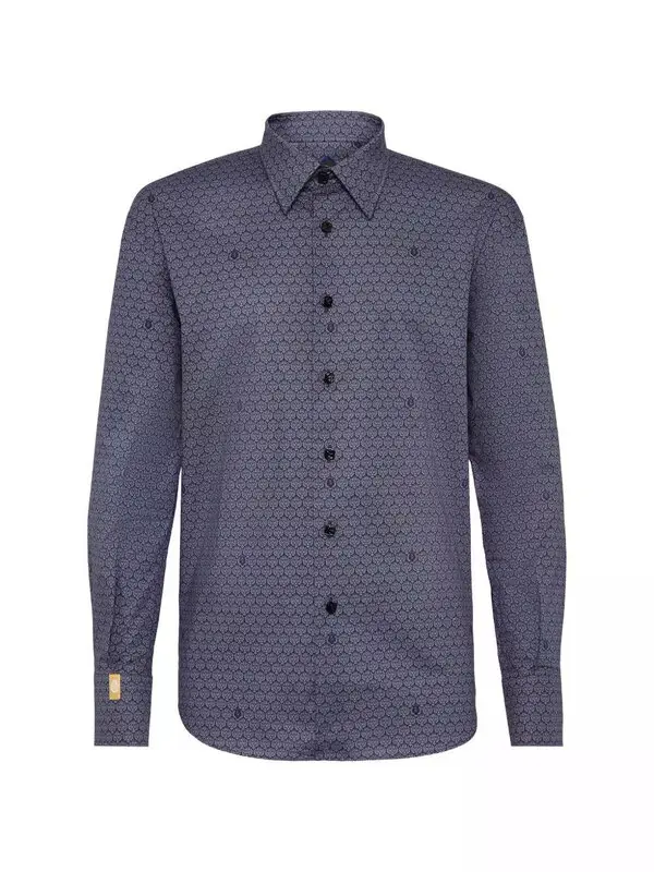 BILLIONAIRE Lion-print Button-up Shirt - Blue
