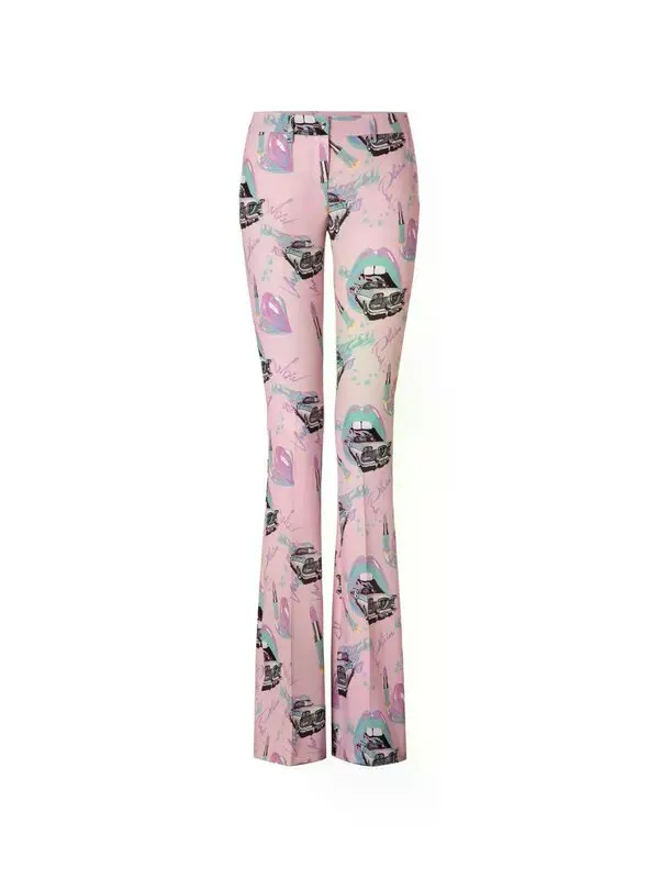 Philipp Plein Graphic-print Flared Trousers - Pink