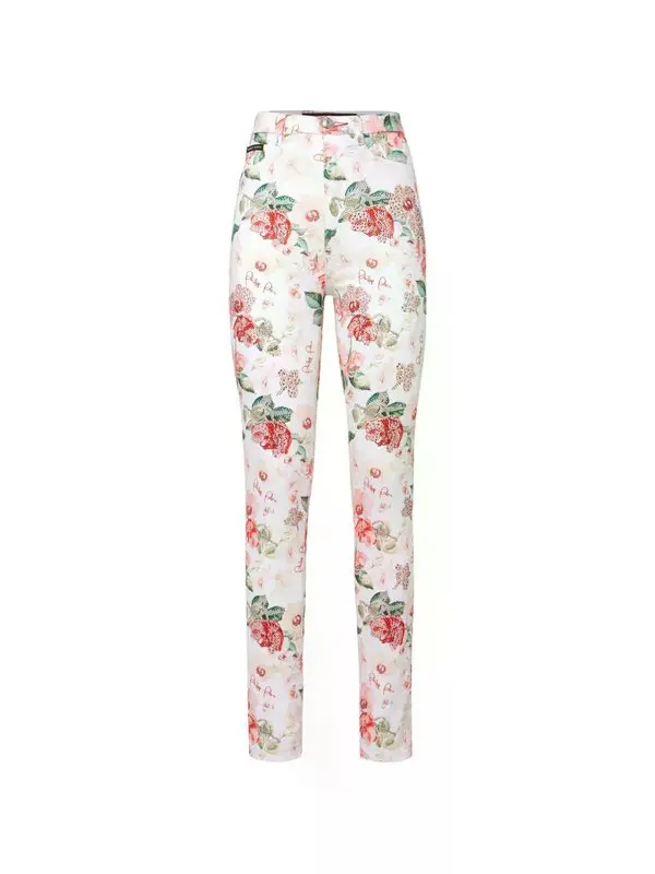Philipp Plein Floral Trousers - White