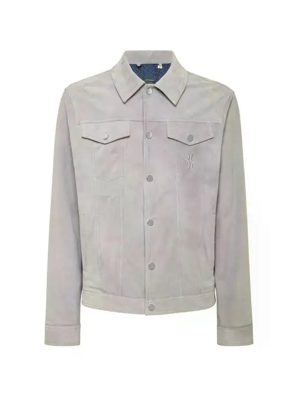 BILLIONAIRE Buttoned Leather Jacket - Grey