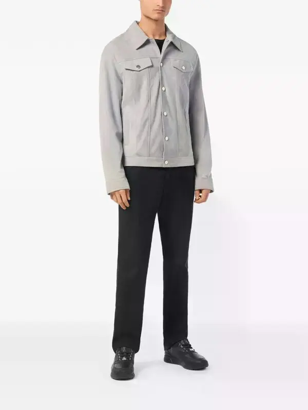 BILLIONAIRE Buttoned Leather Jacket - Grey