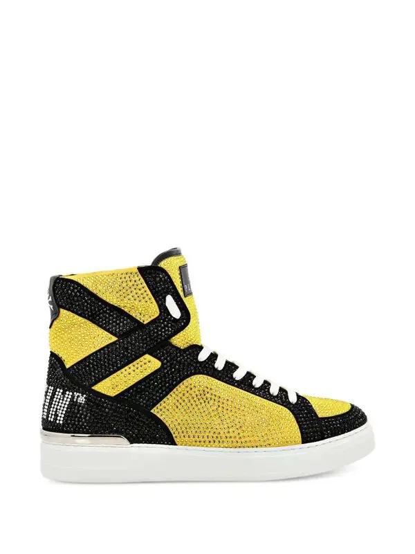 Philipp Plein Money Beast Rhinestone-embellished High-top Sneakers - Yellow