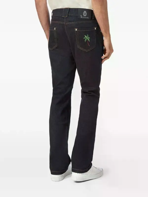 BILLIONAIRE Regular Fit Jeans With Palm Embroidery